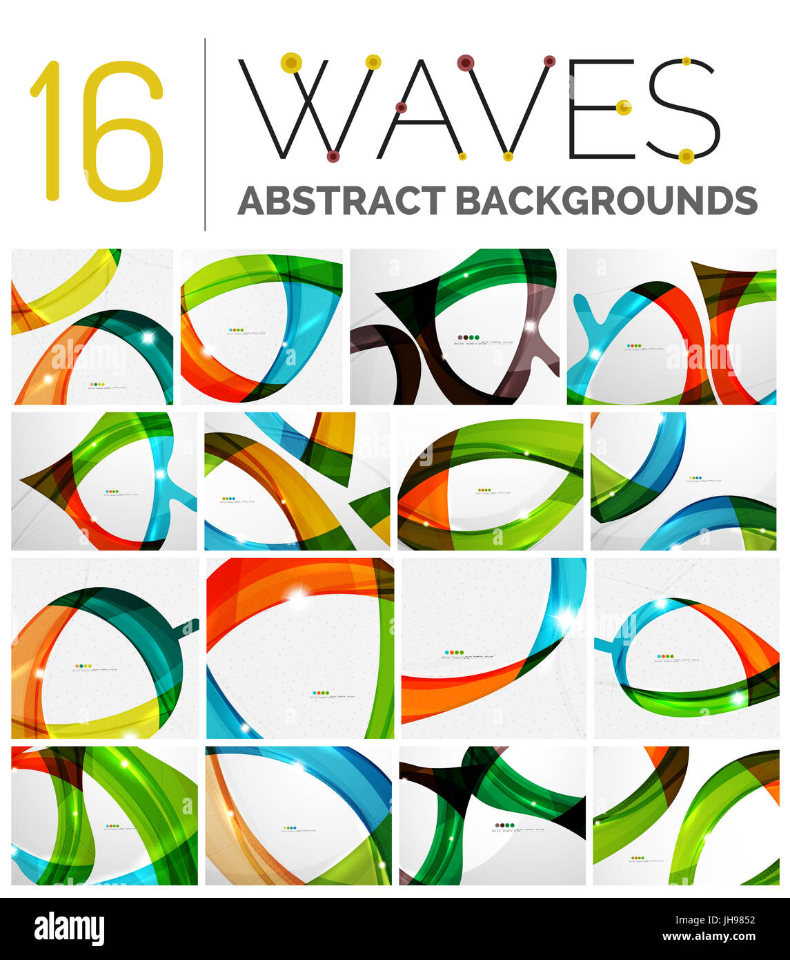 Collection of wave abstract backgrounds - color curve stripes and lines ...