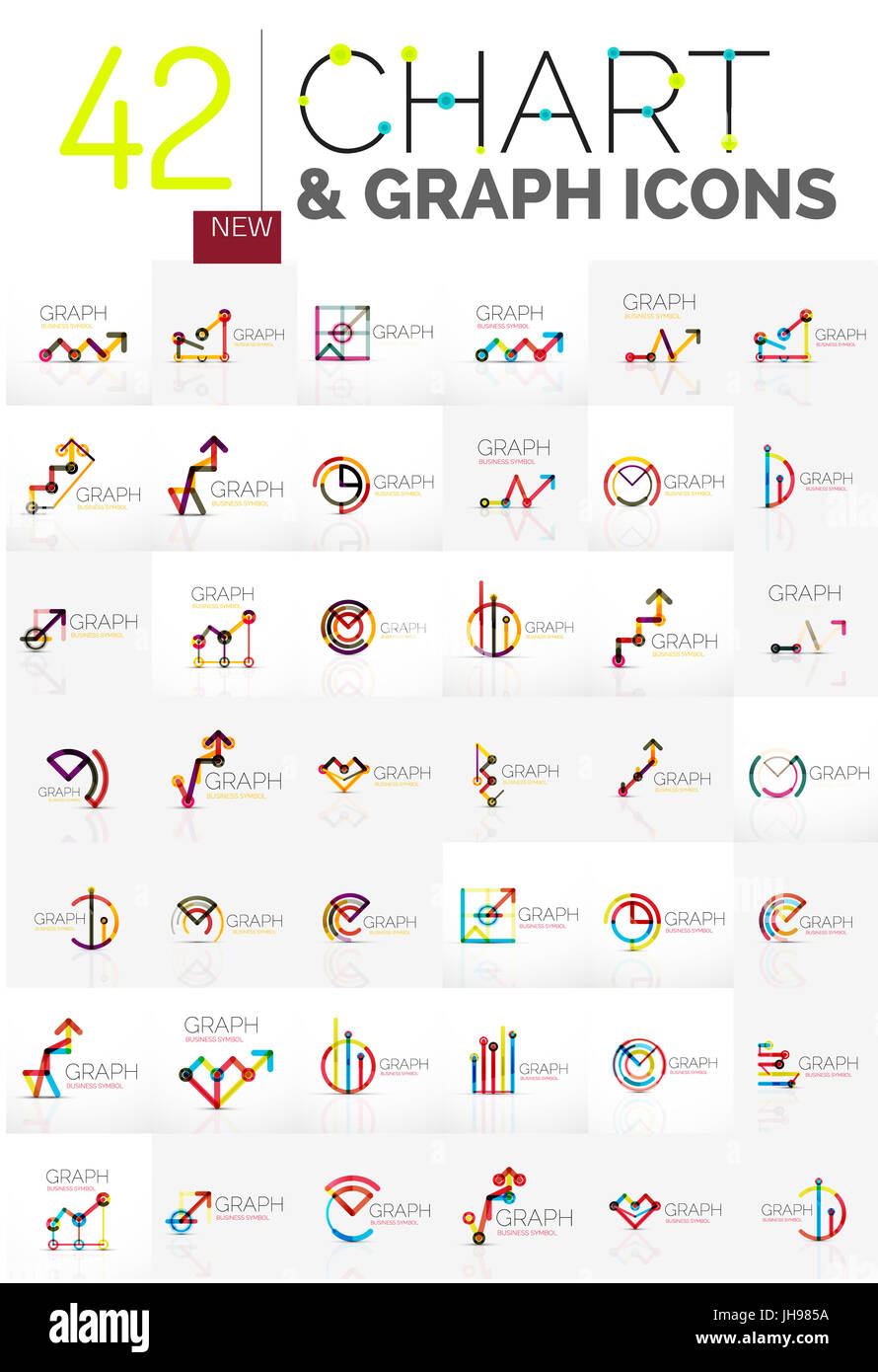 Collection of linear abstract logos - chart and graph icons - clean ...