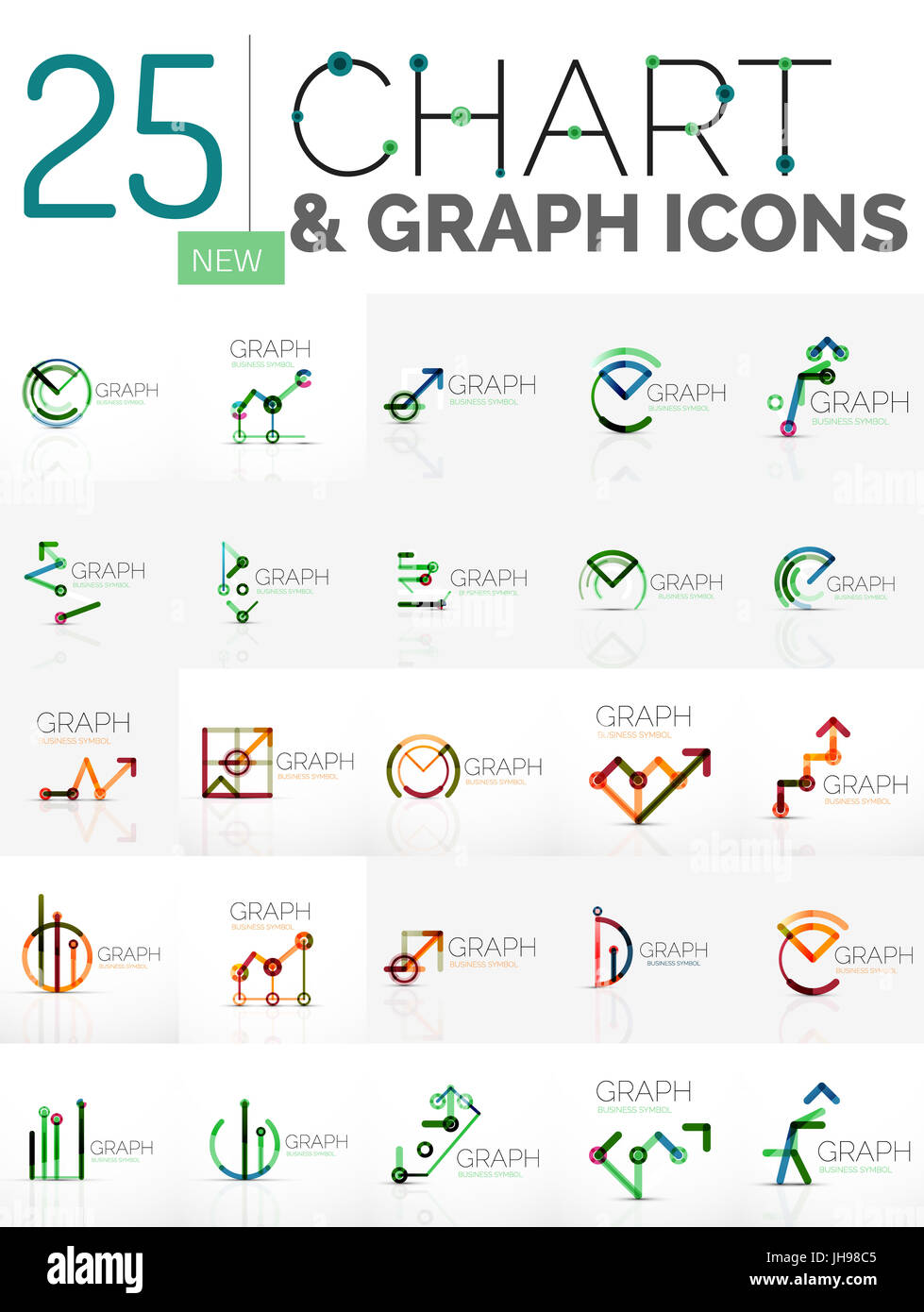 Collection of linear abstract logos - chart and graph icons - clean ...