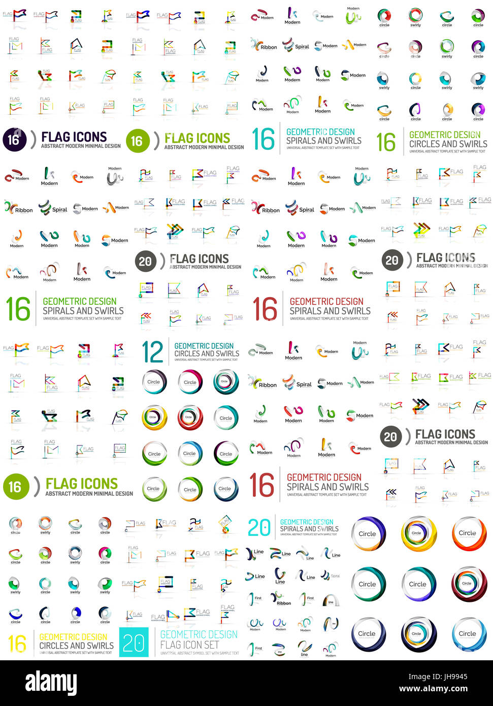 Huge logo mega set, abstract geometric business icon collection ...