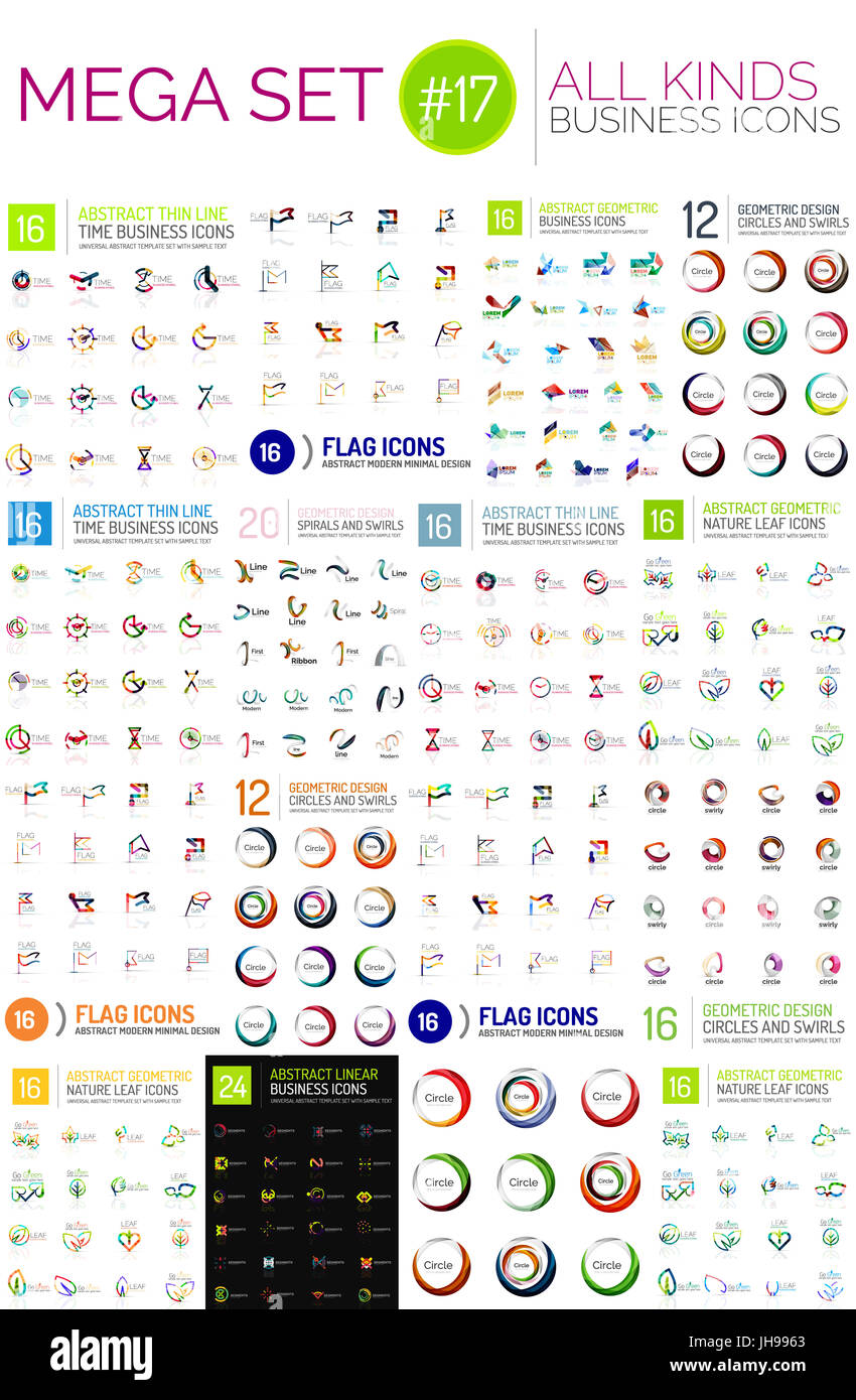 Logo mega collection, abstract geometric business icon set Stock Photo - Alamy