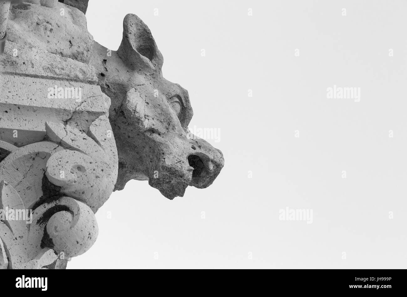gargoyle on The Basilica of the Sacred Heart of Paris in black and ...