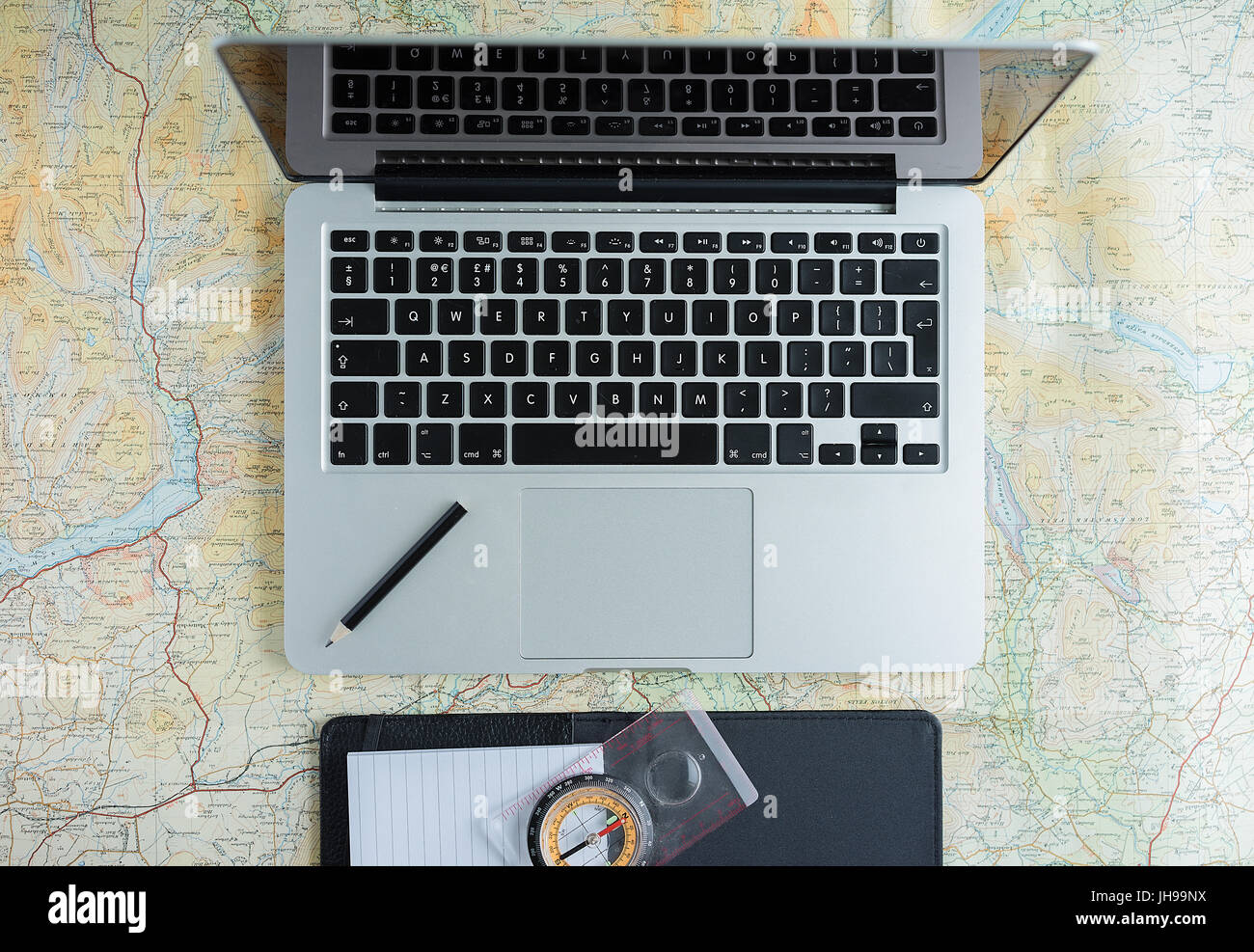 Compass and map notebook hi-res stock photography and images - Alamy