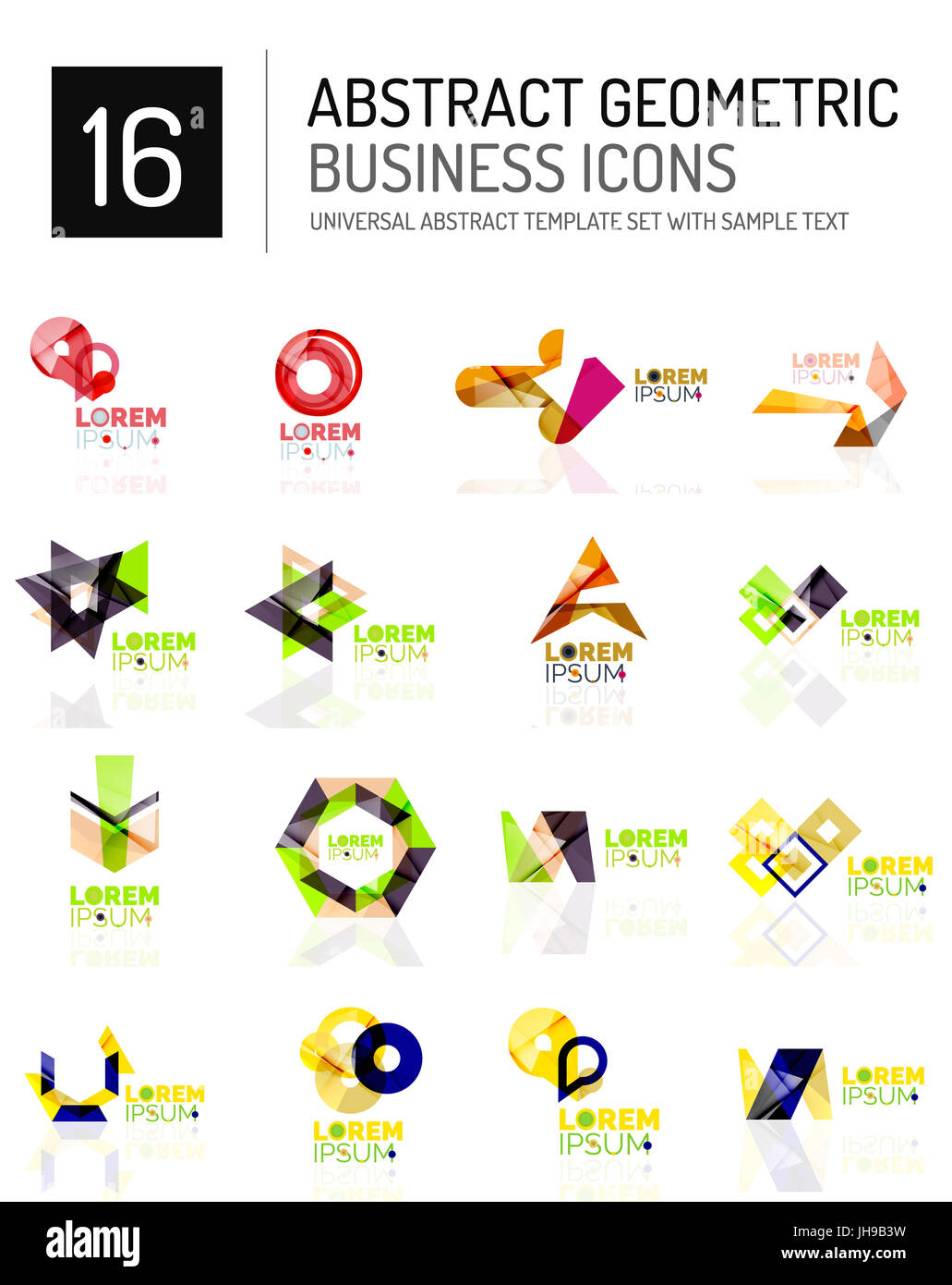 Abstract geometric business logo icon set. Colorful geometrical figure ...