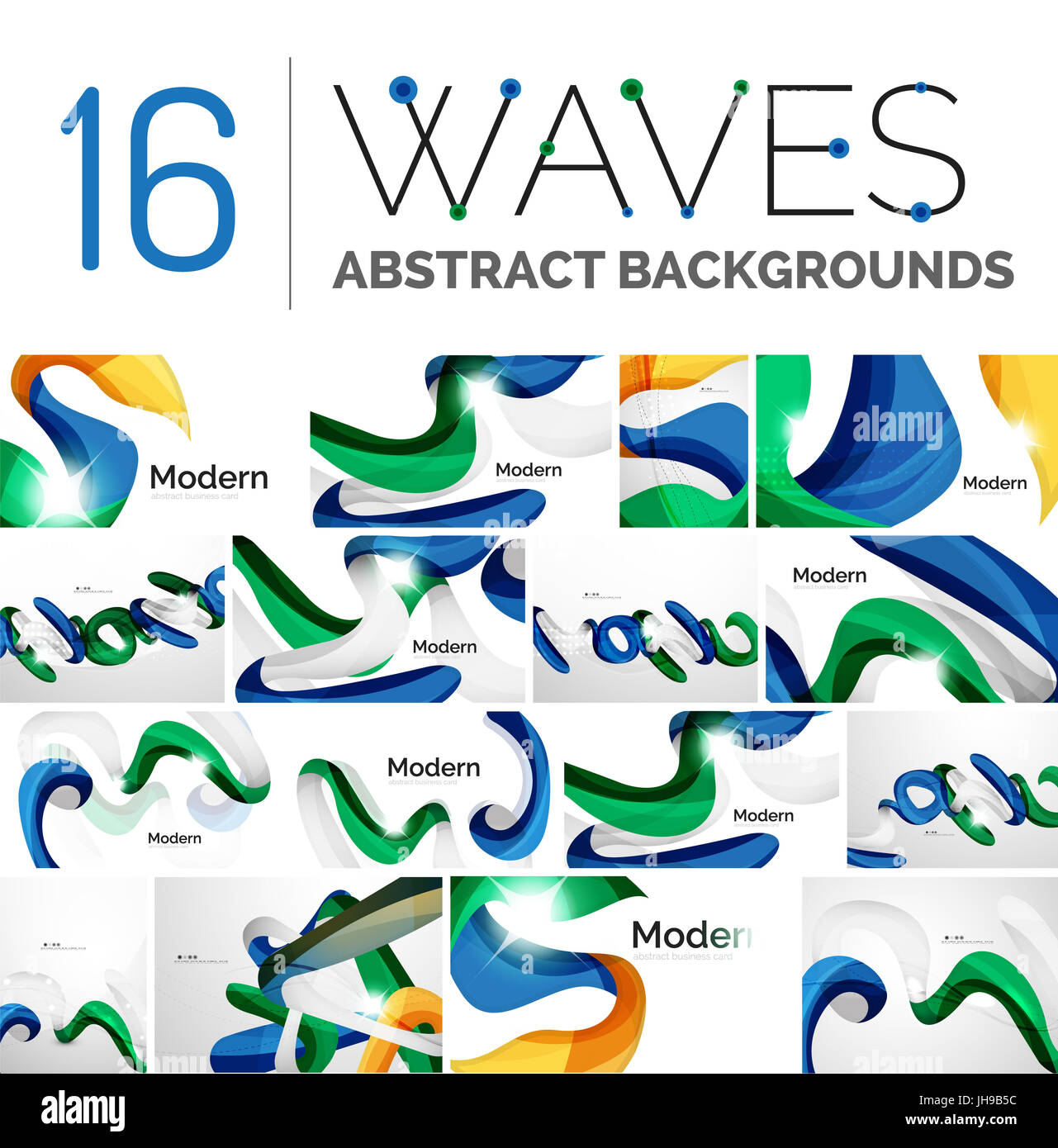Collection of wave abstract backgrounds - color curve stripes and lines ...