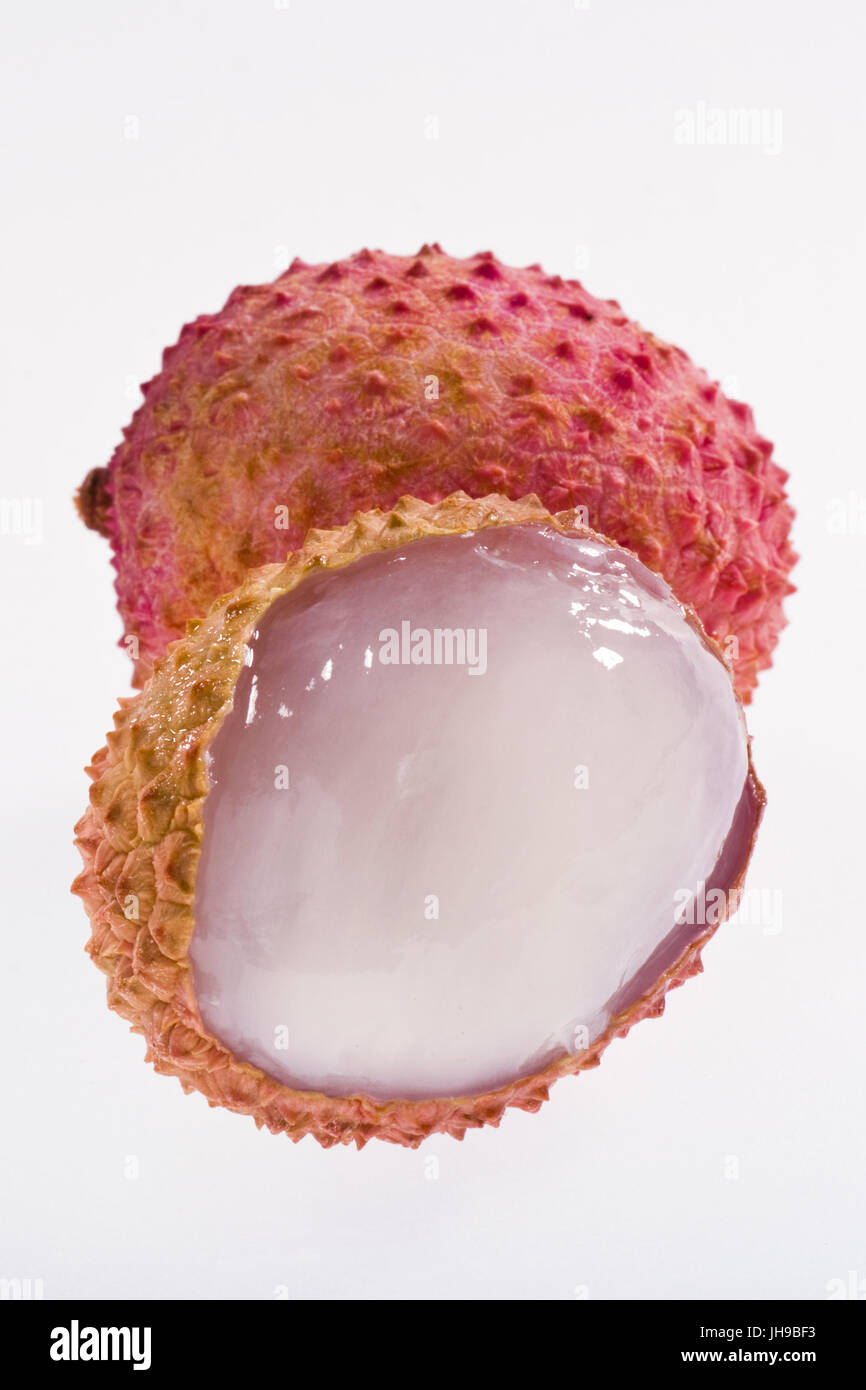 Lychee. Ripe fresh lychees on white background in photo studio Stock ...