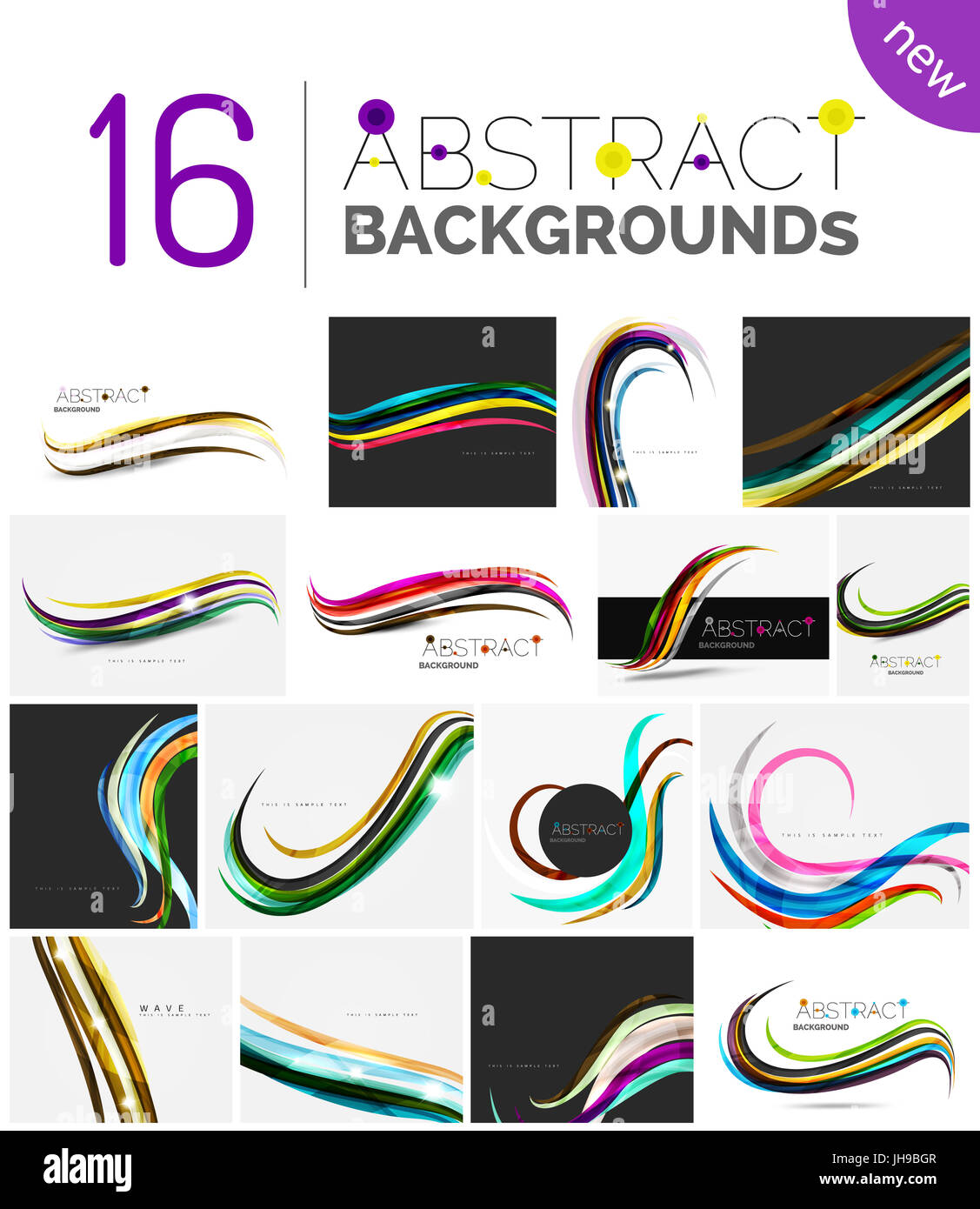 Pack of abstract backgrounds - smooth elegant unusual waves in ...