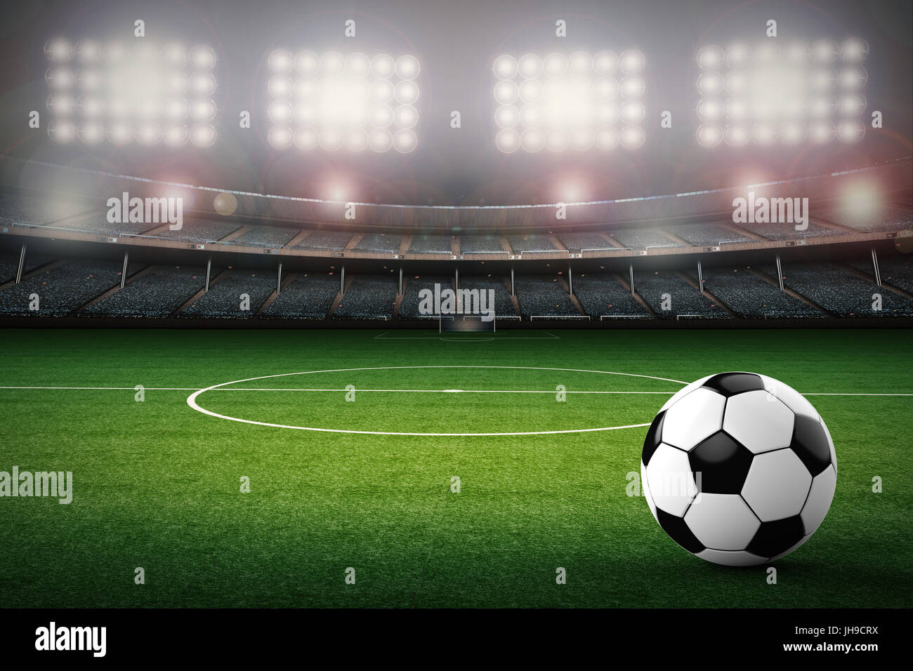 3d rendering soccer ball with soccer stadium background Stock Photo - Alamy