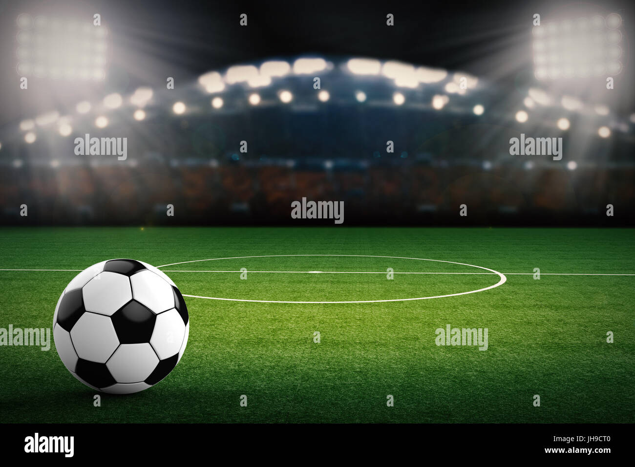 3d rendering soccer ball with soccer stadium background Stock Photo - Alamy