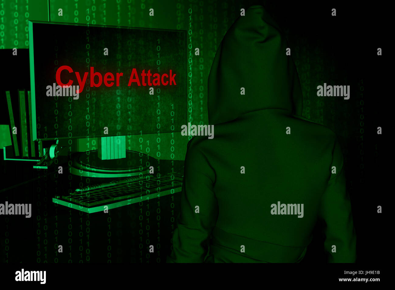 Computer hacker or Cyber attack concept background ,3d illustration ...