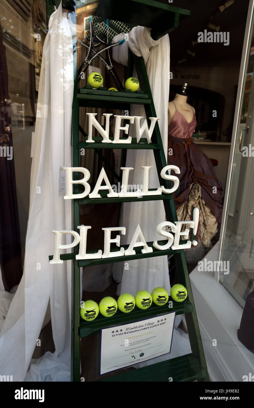 A general view of a Wimbledon themed shop window in Wimbledon Village ...