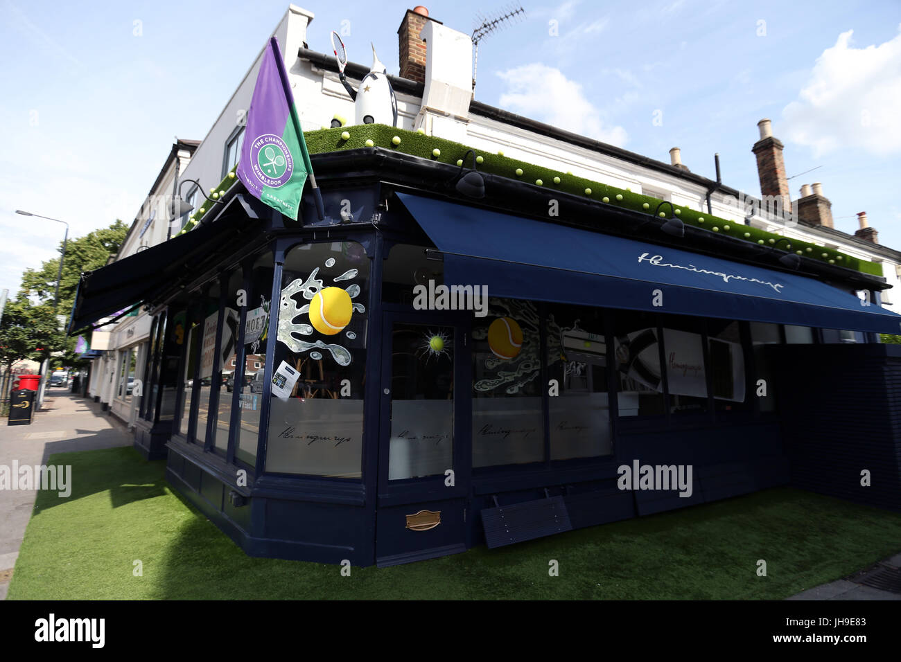 A general view of a Wimbledon themed shop window in Wimbledon Village ...