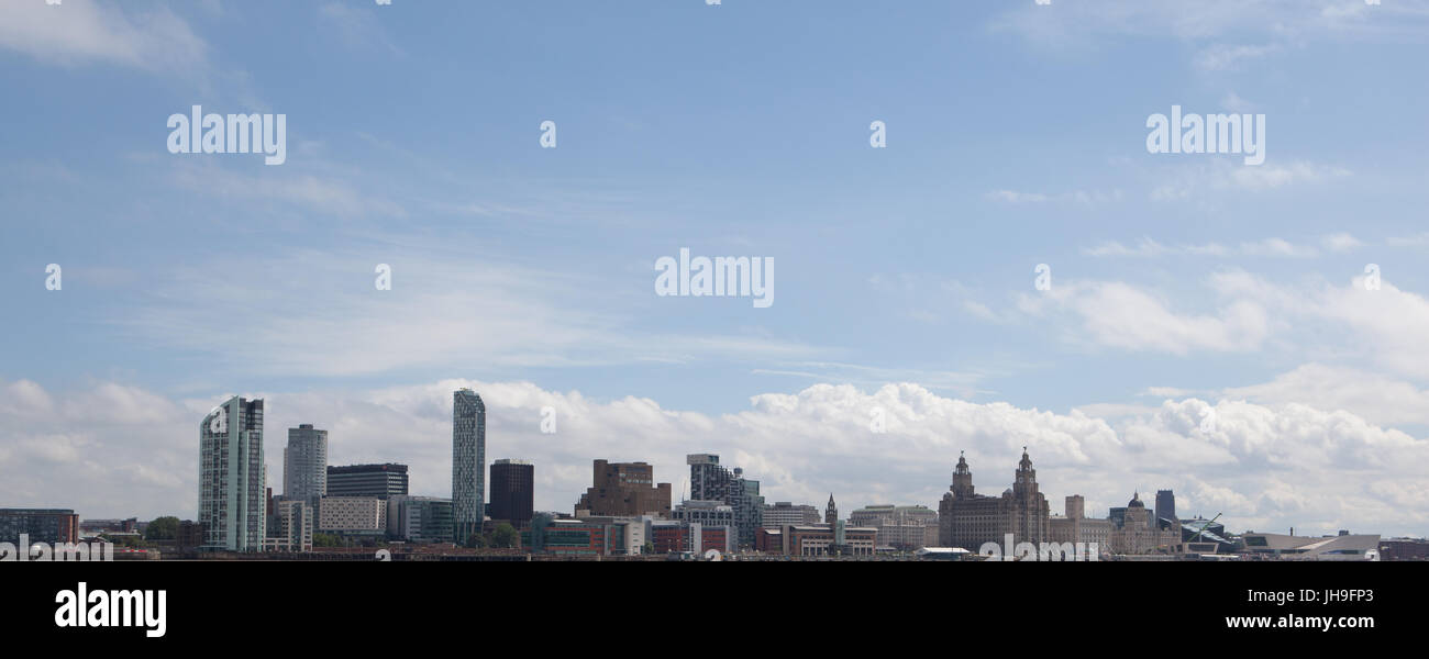 View of the Liverpool Skyline from the River Mersey Stock Photo - Alamy