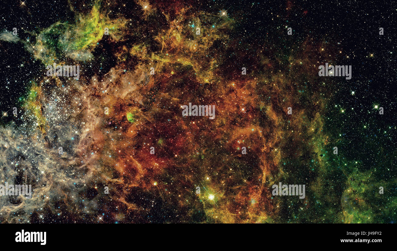 Universe scene with nebulae, stars and galaxies in outer space showing ...