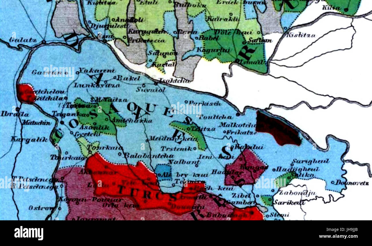 Ethnic map Northern Dobruja 1861 Stock Photo - Alamy