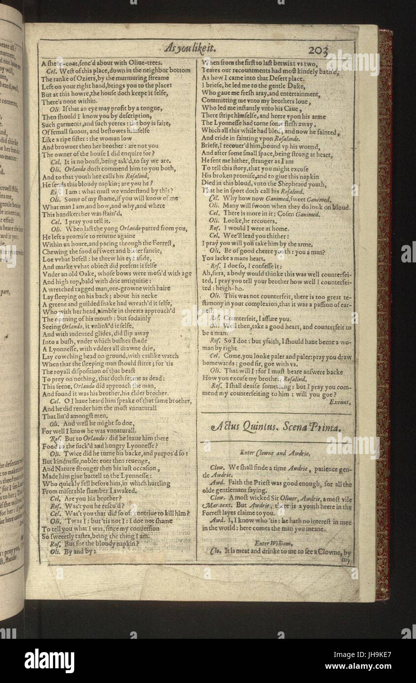 First Folio, Shakespeare - 0221 Stock Photo - Alamy