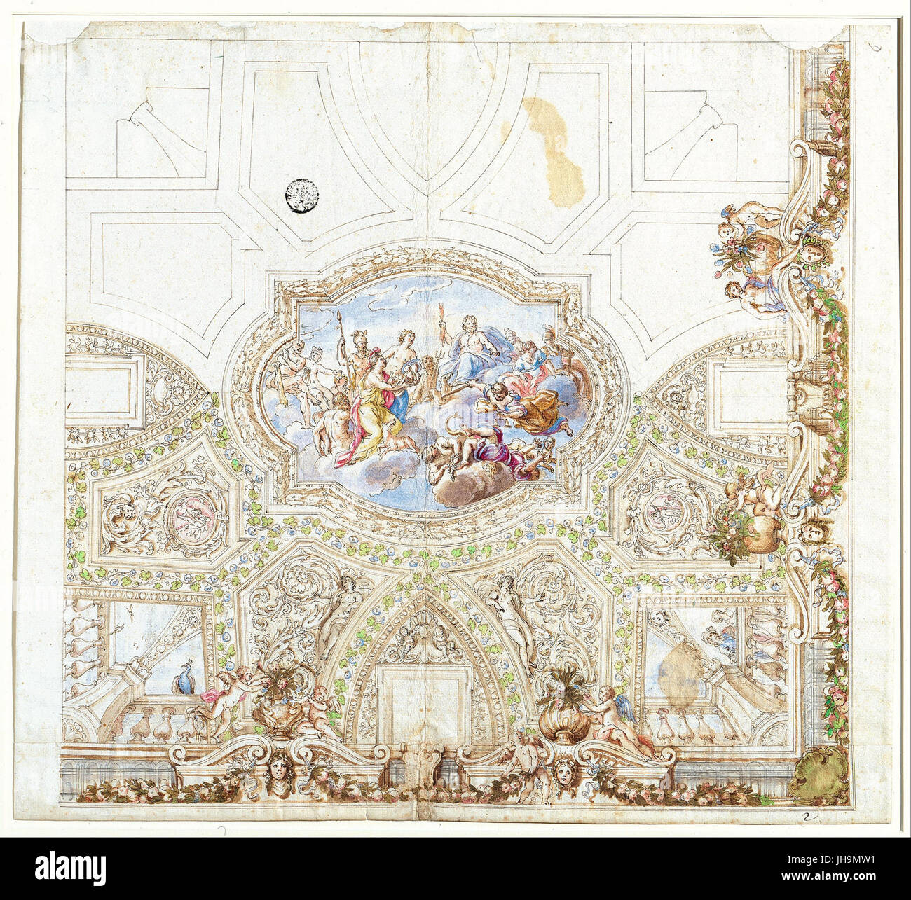 A preparatory composition study by Italian Baroque artist Giacinto ...