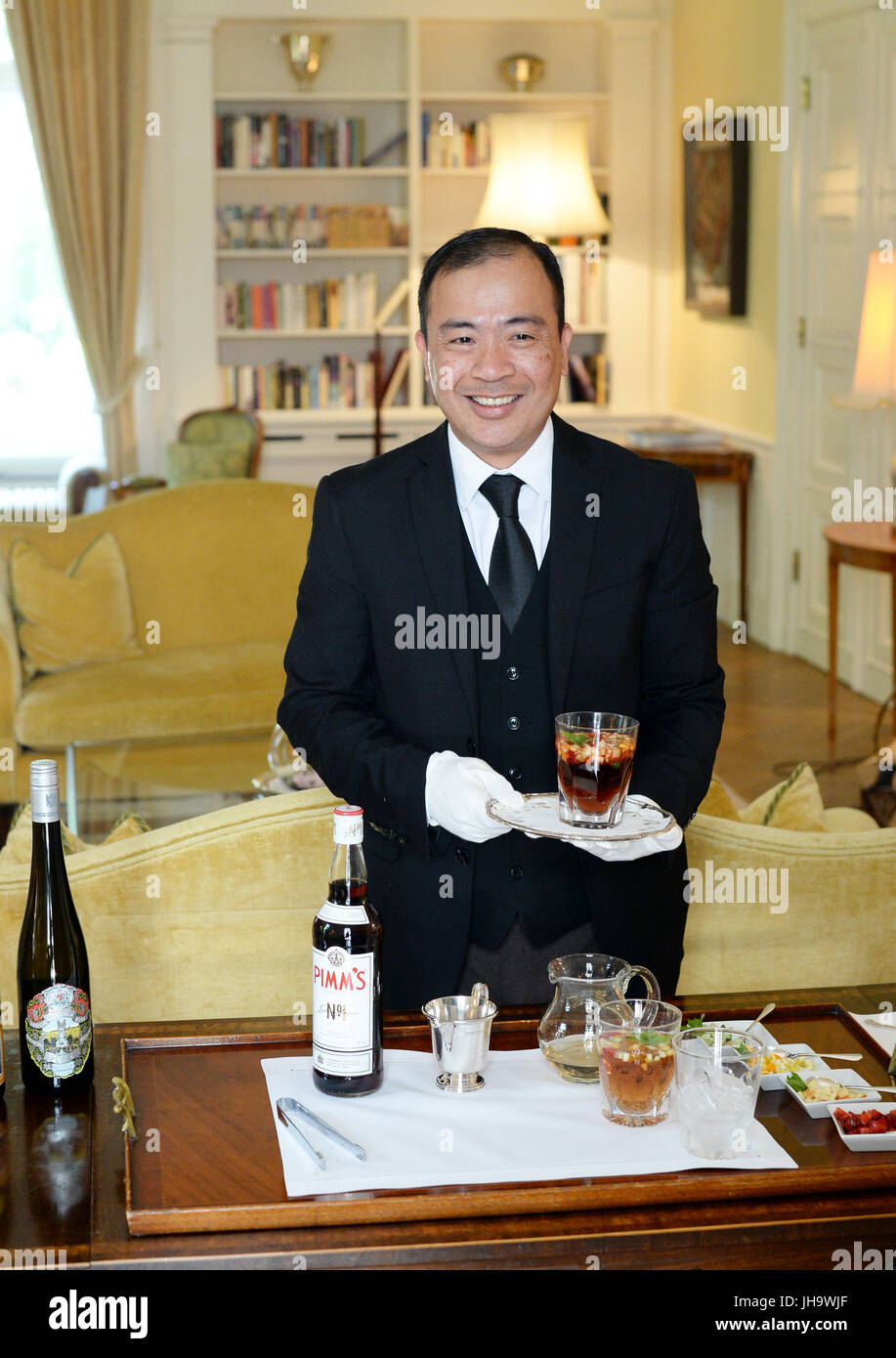 Berlin, Germany. 13th July, 2017. The aperitif "Pimm's" is prepared by ...