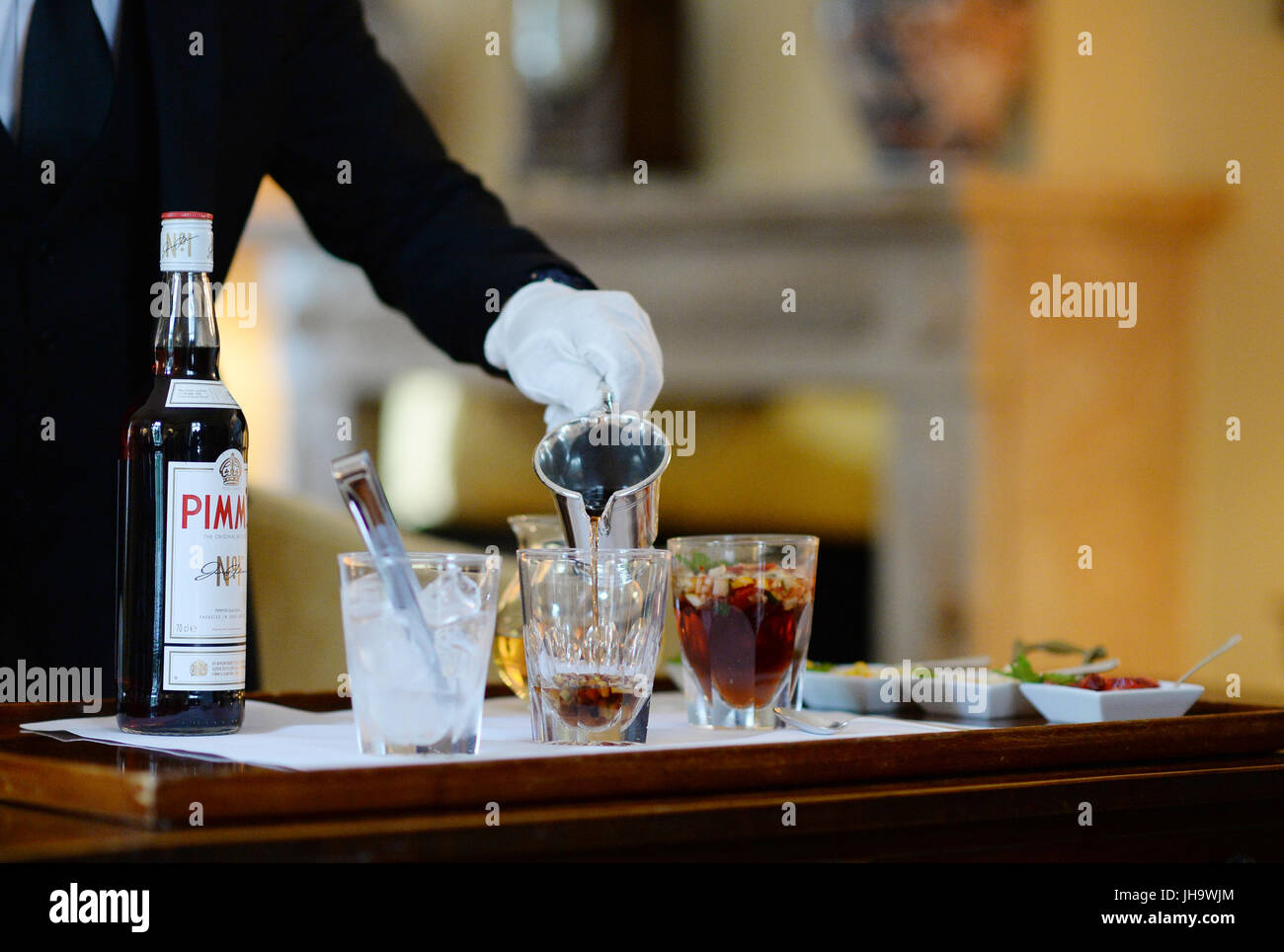 Berlin, Germany. 13th July, 2017. The aperitif "Pimm's" is prepared by ...