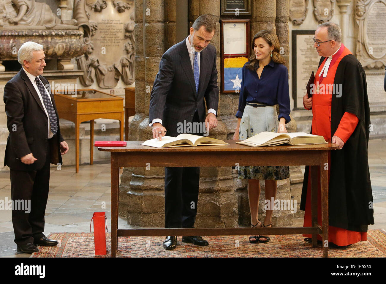 Westminster, UK.. 13th Jul, 2017. Spanish King Felipe VI and Queen ...