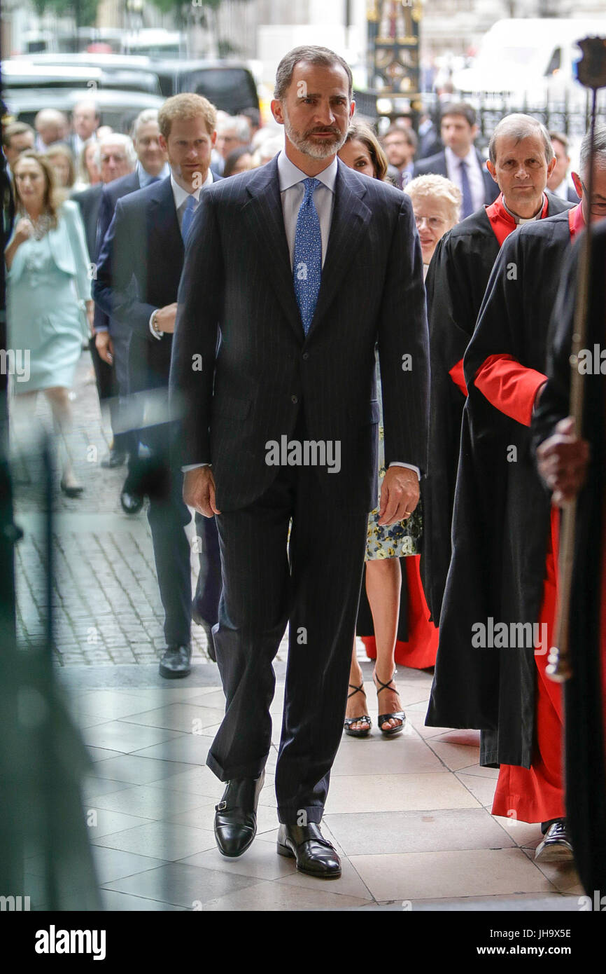 Westminster, UK.. 13th Jul, 2017. Spanish King Felipe VI and Queen ...