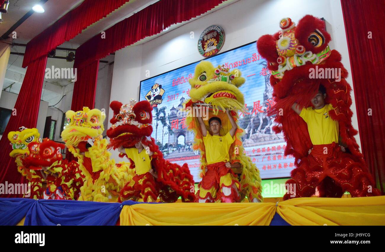 Vientiane, Laos. 13th July, 2017. Students of Lieutou school perform ...