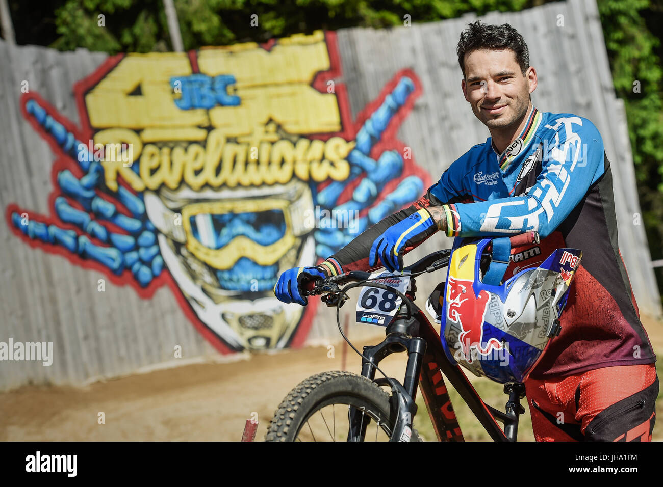 Tomas Slavik of Czech Republic is seen during the official training prior to the men's fourcross ...