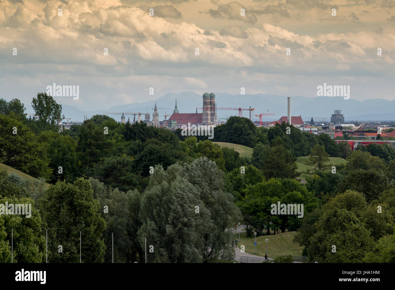 Munich, Germany. 12th July, 2017. The skyline of the Bavarian capital ...