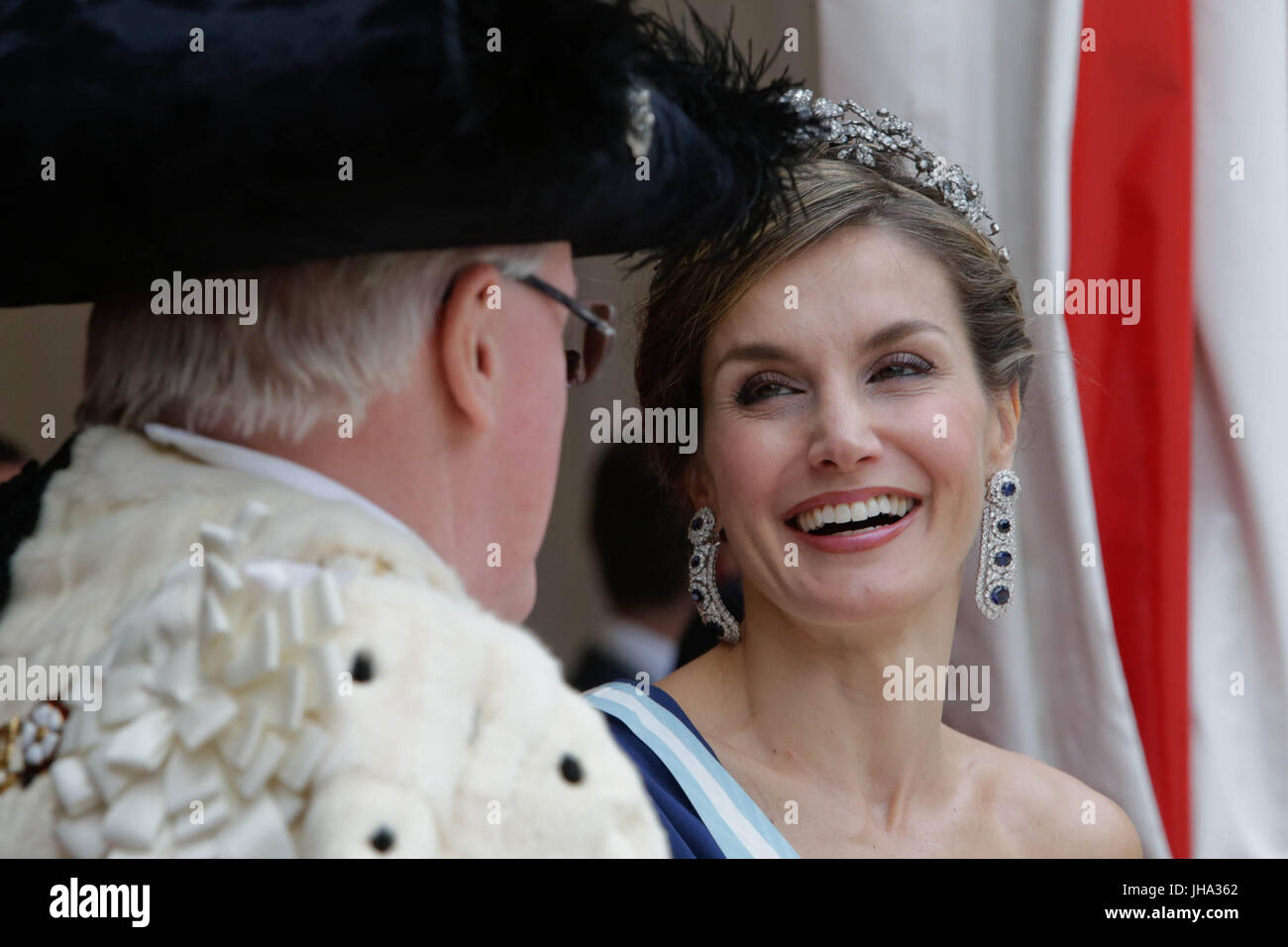 London, UK. 13th July, 2017. Queen Letizia with Andrew Parmley during ...