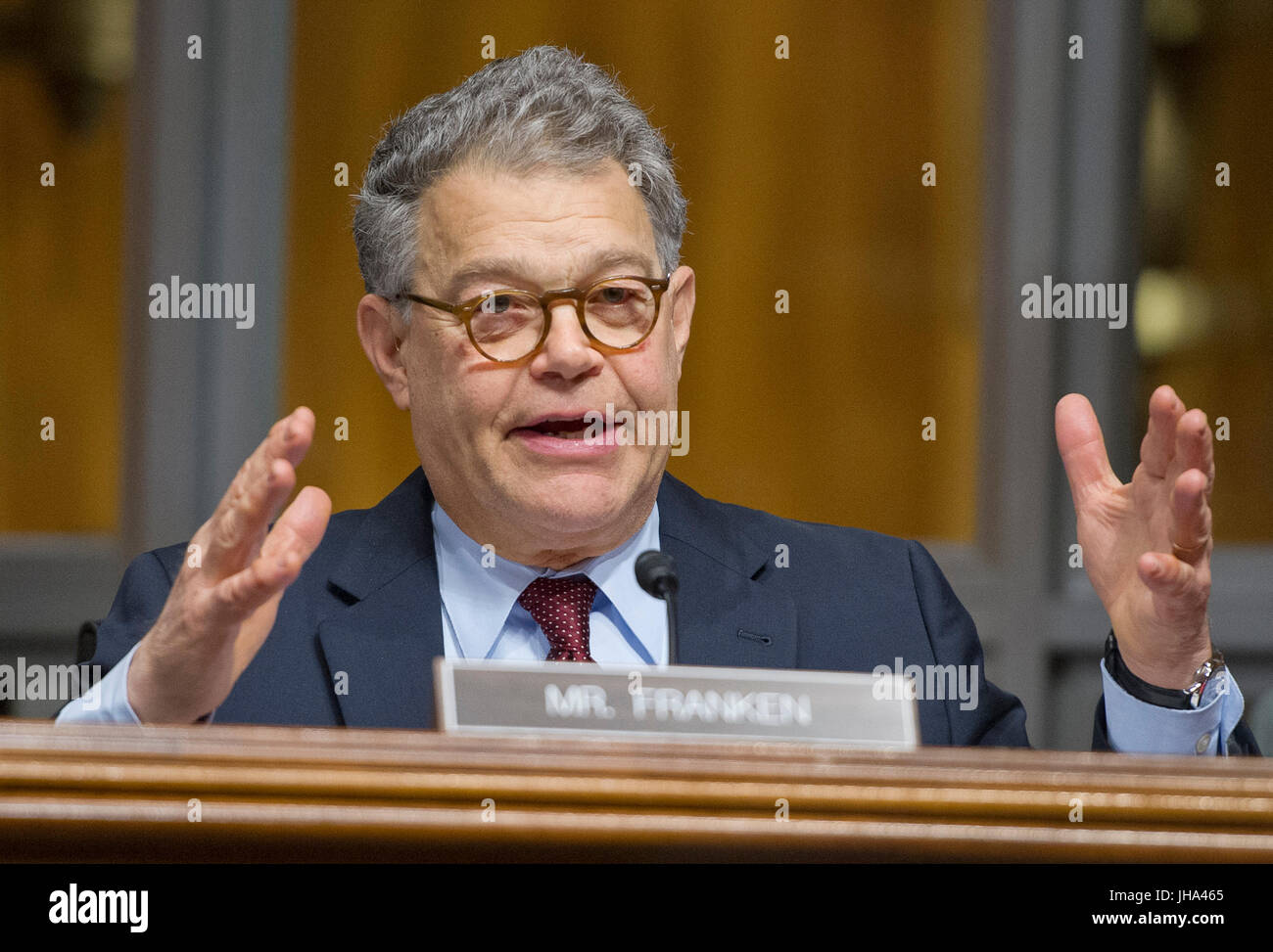 United States Senator Al Franken (Democrat of Minnesota) questions ...