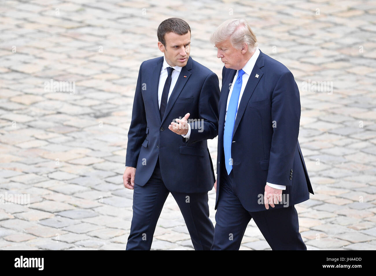 Paris, France. 13th July, 2017. French President Emmanuel Macron (L ...