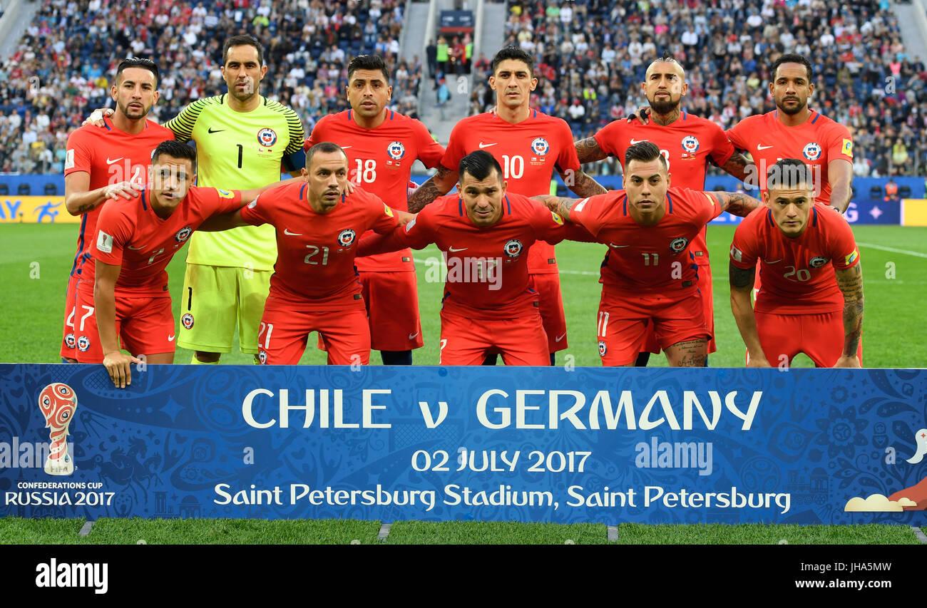 July 2nd 2017, St Petersburg, Russia; Chile's team poses for a team ...