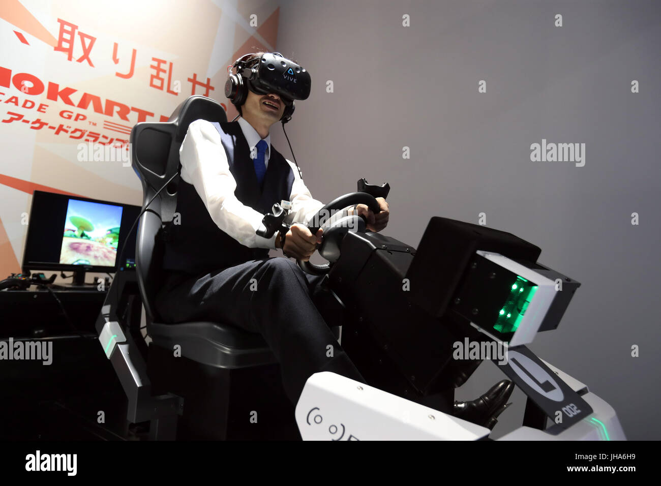 Tokyo, Japan. 13th July, 2017. An employee of Bandai Namco ...