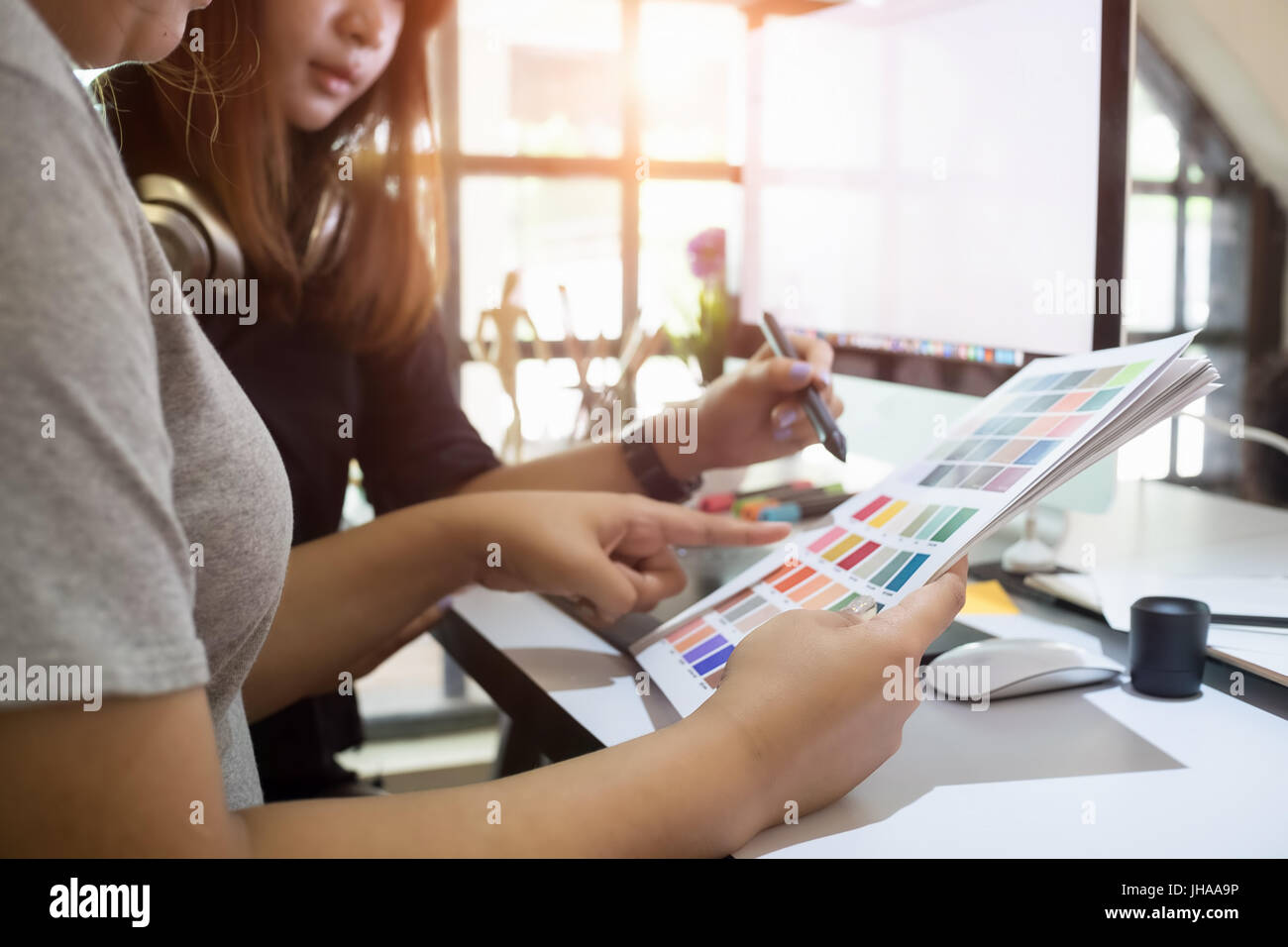 Female graphic designer talking on hi-res stock photography and images ...