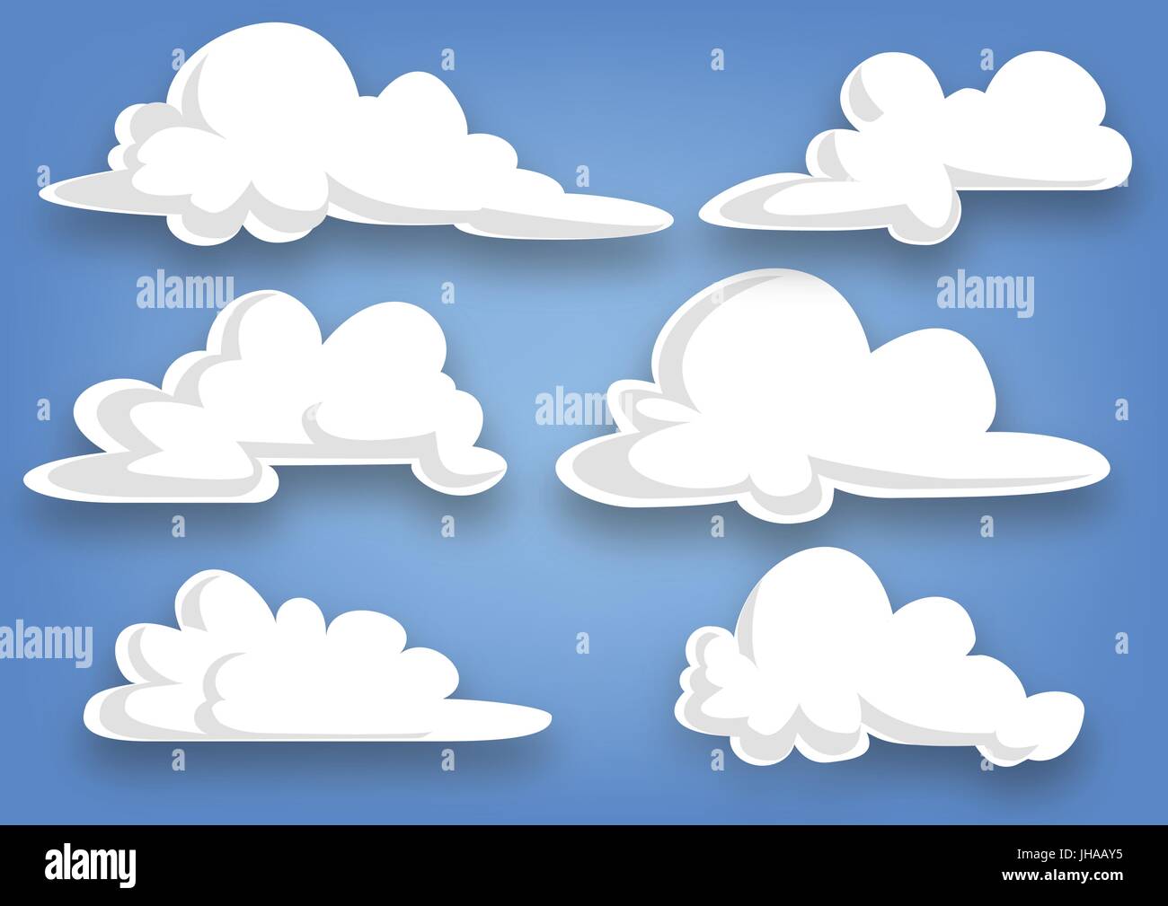 cartoon style cloud collection, set of clouds , vector illustration ...