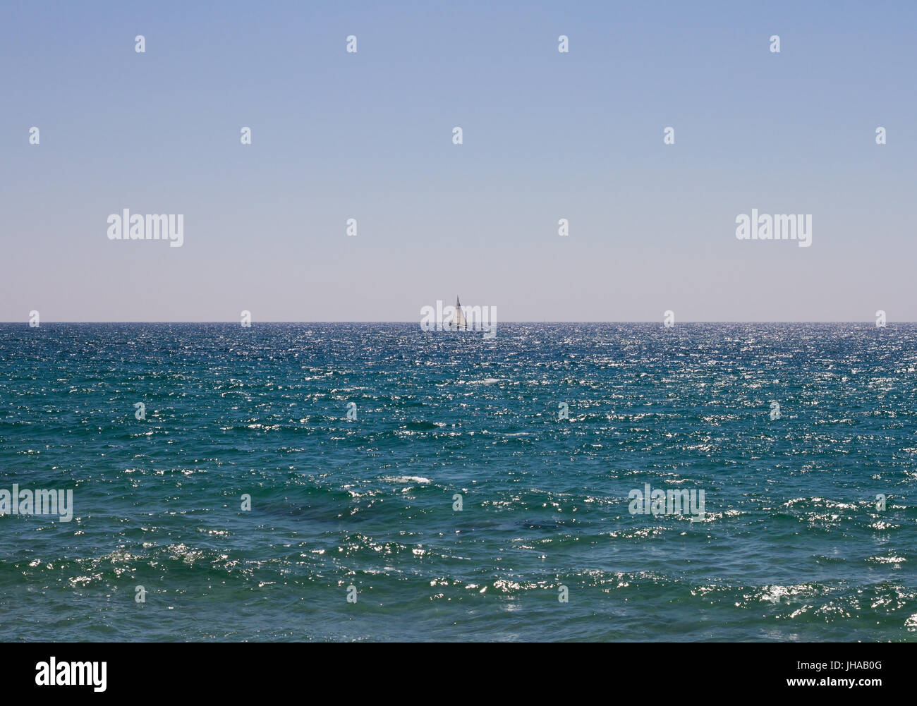 Sea sky and boat panorama Stock Photo - Alamy