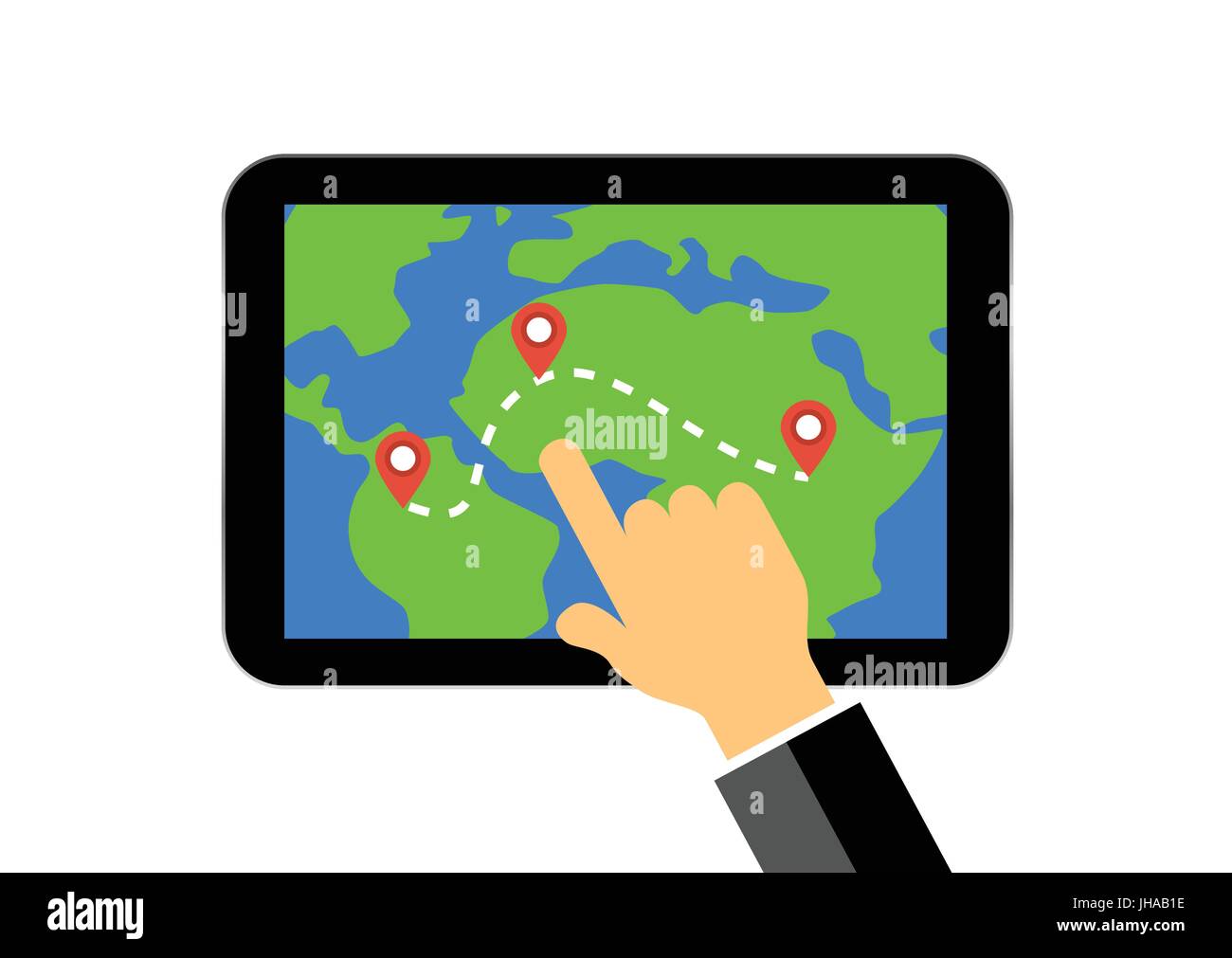 Map on tablet screen hi-res stock photography and images - Alamy