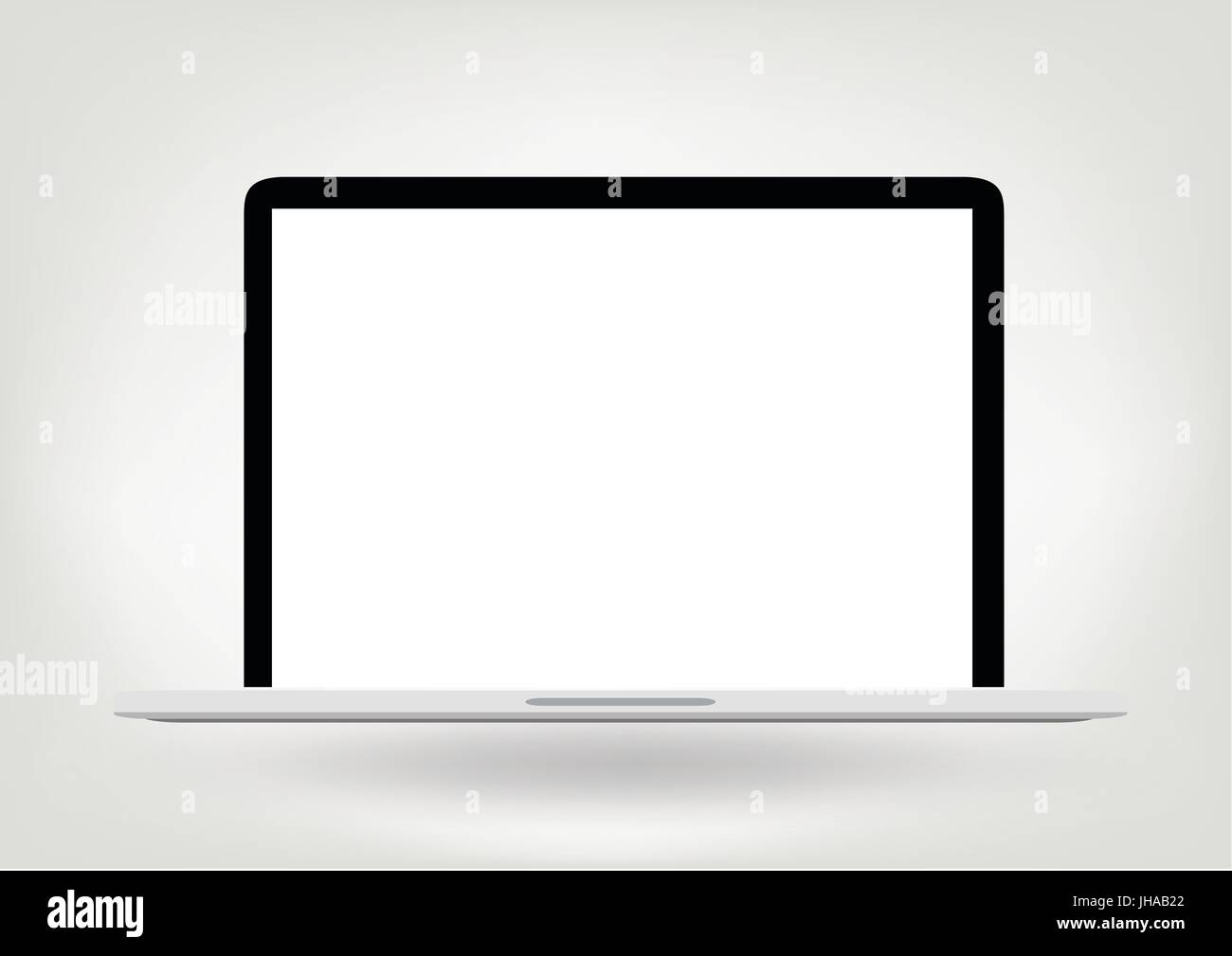 modern laptop illustration with blank screen isolated on gray ...
