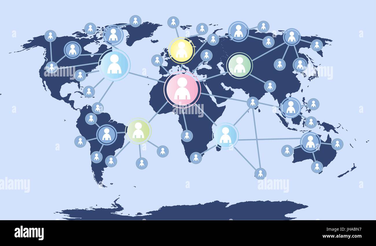 social media illustration, world map Stock Photo - Alamy