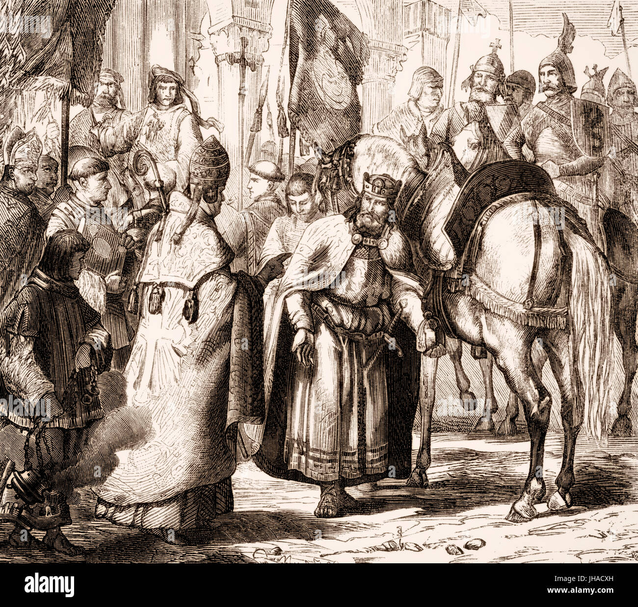 Pope Saint Nicholas I together with Louis II the Younger, King of Italy ...