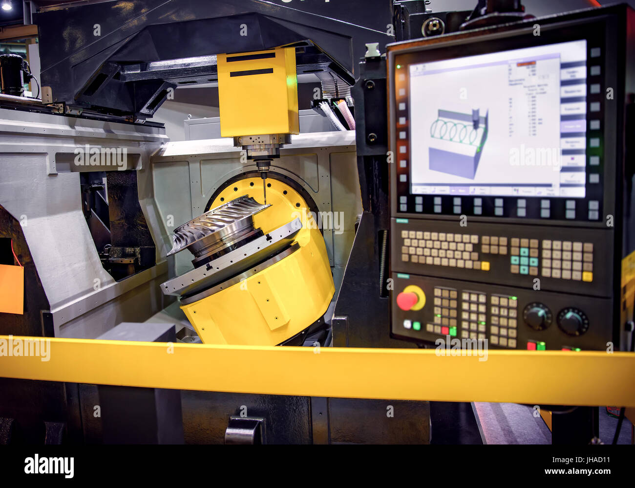 Metalworking CNC milling machine. Cutting metal modern processing ...