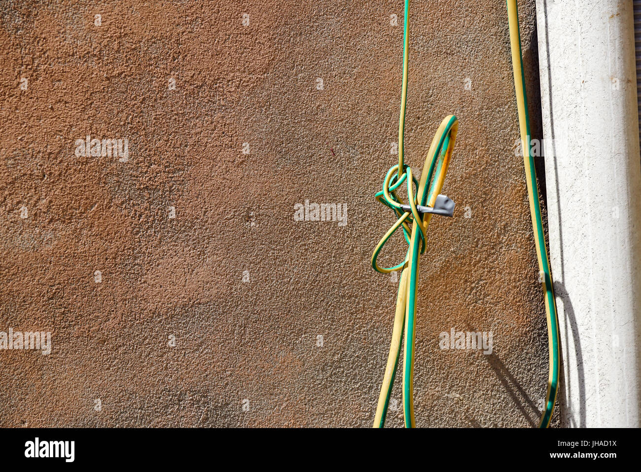 Yellow ground cable with ring terminal closeup Stock Photo - Alamy