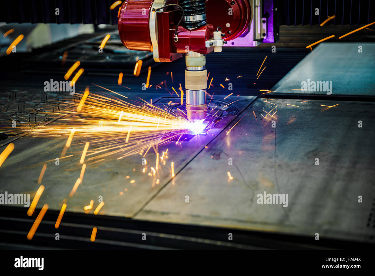 CNC Laser plasma cutting of metal, modern industrial technology ...