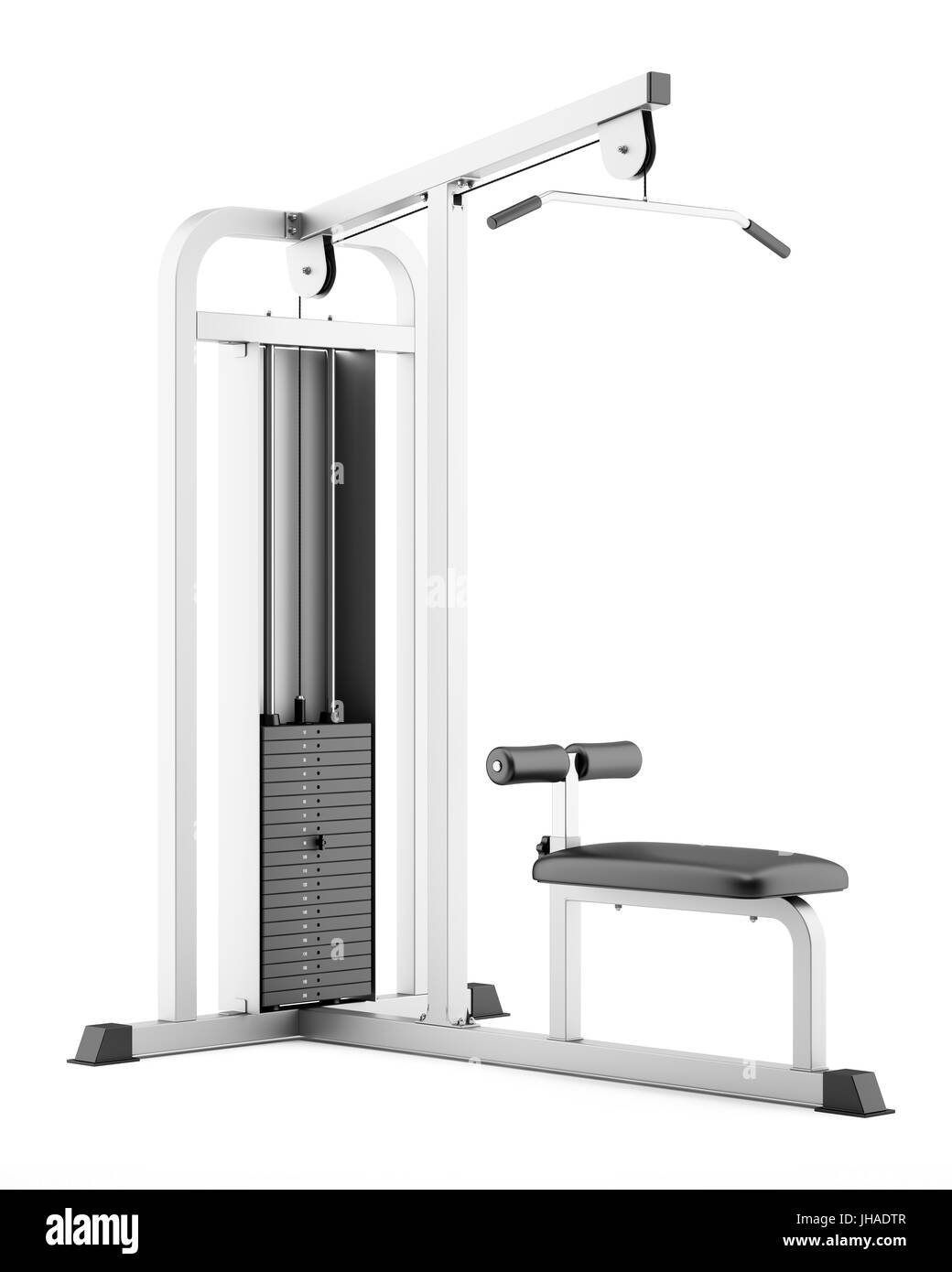 gym pull-down machine isolated on white background Stock Photo - Alamy