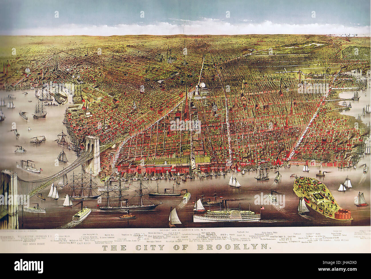 BROOKLYN, NEW YORK 1879 print by Currier & Ives Stock Photo - Alamy