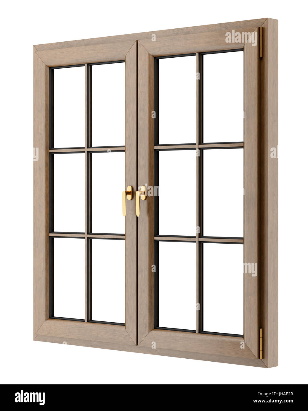 brown wooden window isolated on white background Stock Photo - Alamy