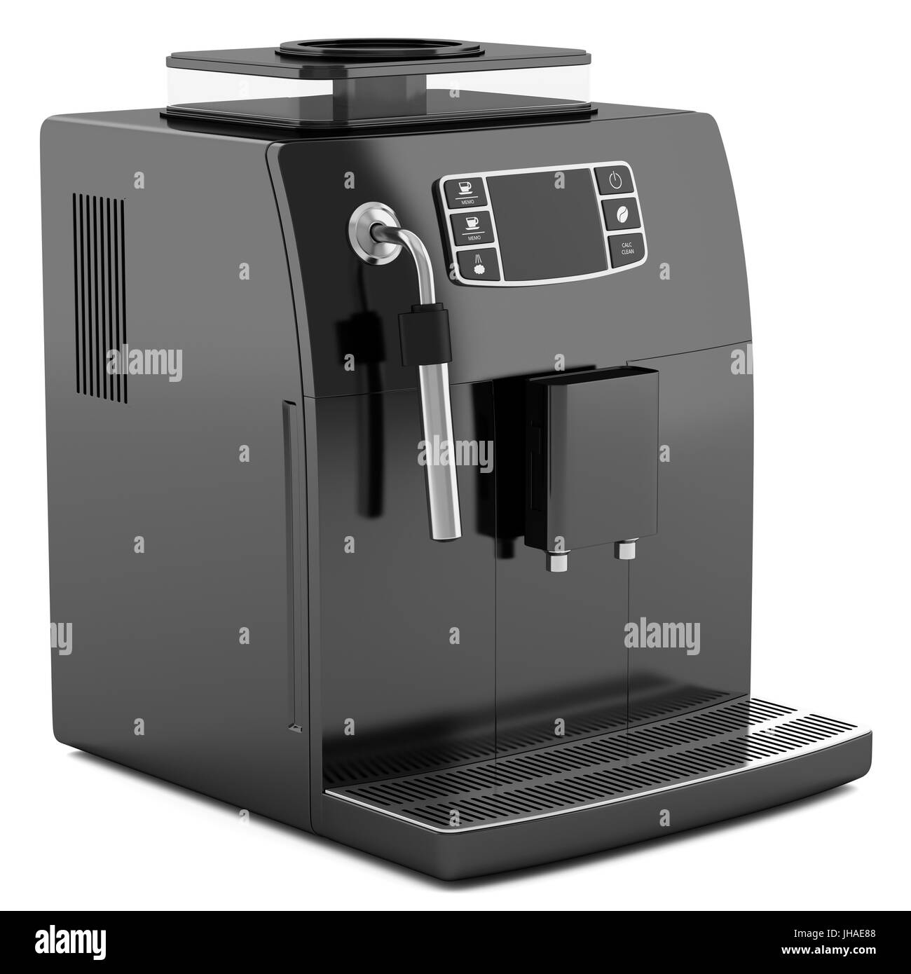 black coffee machine isolated on white background Stock Photo - Alamy