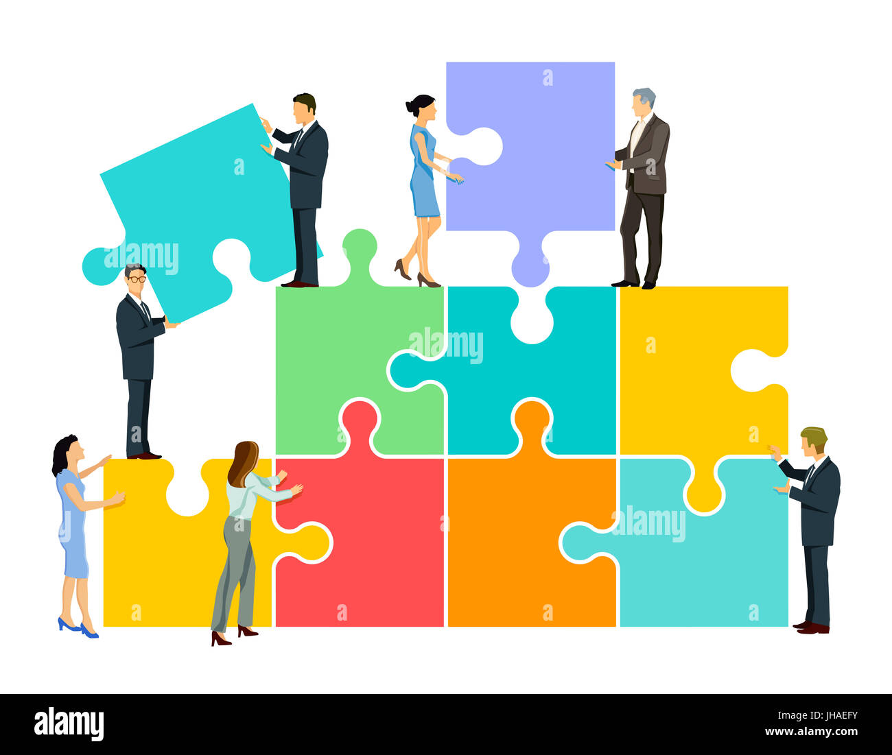 Team puzzle in group, illustration Stock Photo - Alamy