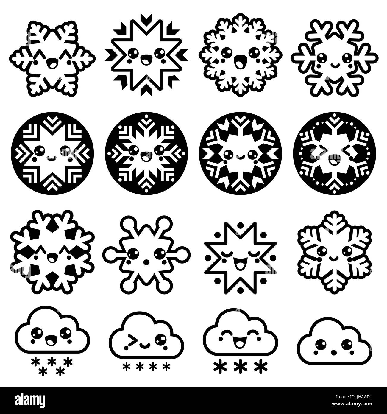 Cute snow icons Black and White Stock Photos & Images - Alamy