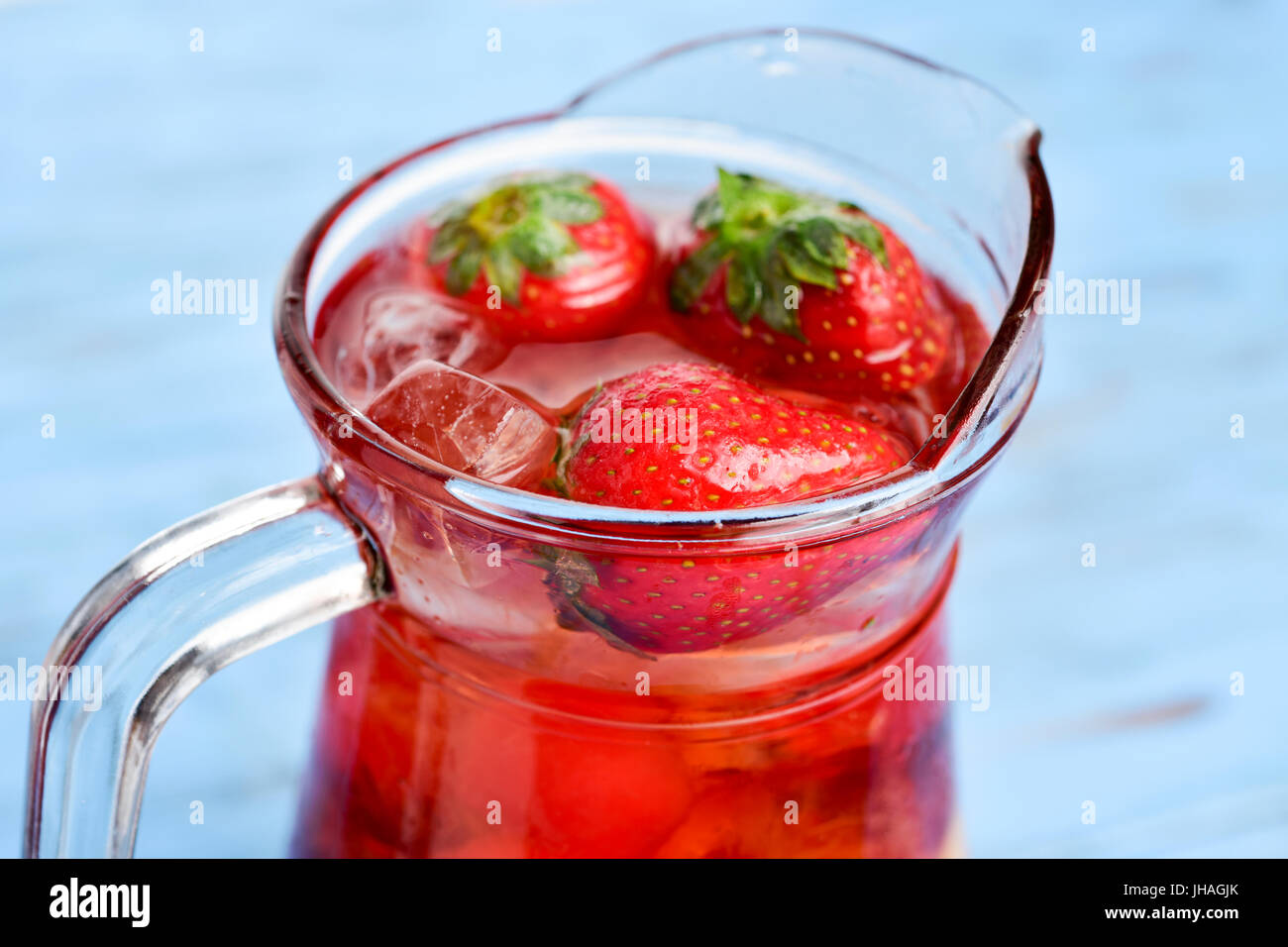 closeup of a glass pitcher with typical spanish sangria with some ...